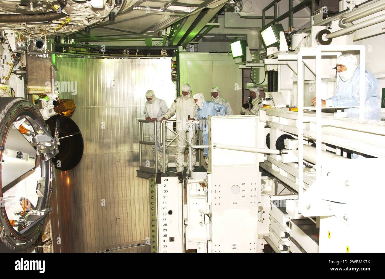 STS-110 crew members at Kennedy Space Center inspected the S-Zero Truss ...