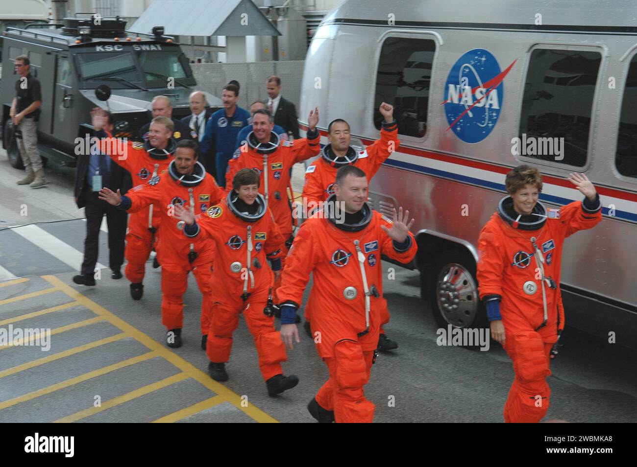 The STS-114 crew, including Mission Specialists Andrew Thomas, Charles ...