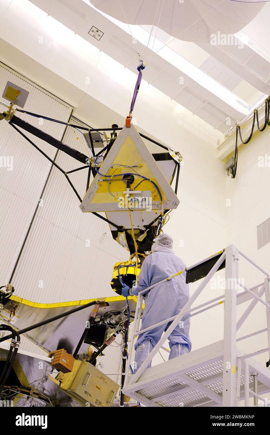 Lockheed Martin workers conduct a gimbal full range of motion test on ...