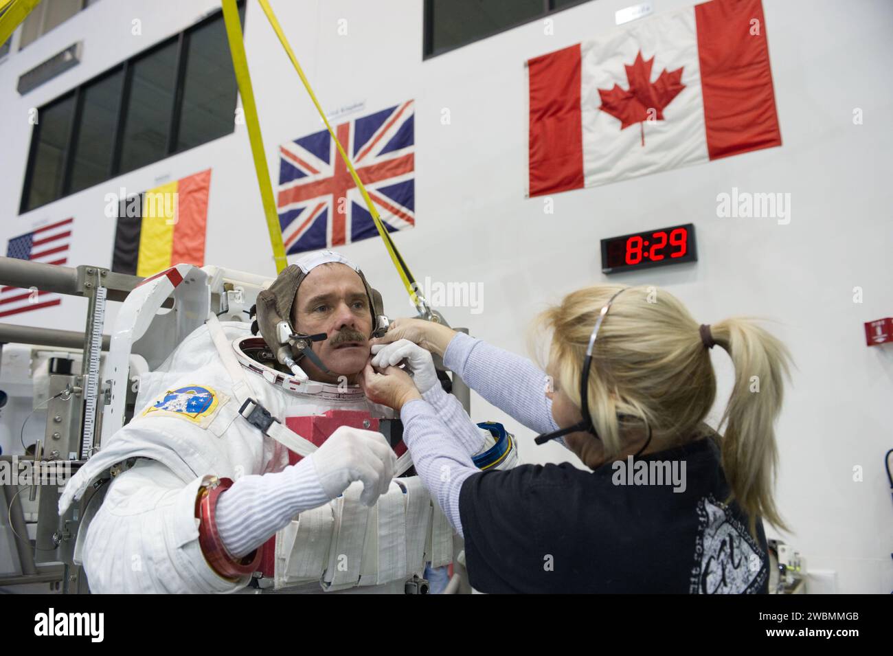 Expedition 34 astronaut crew members Chris Hadfield and Tom Marshburn ...