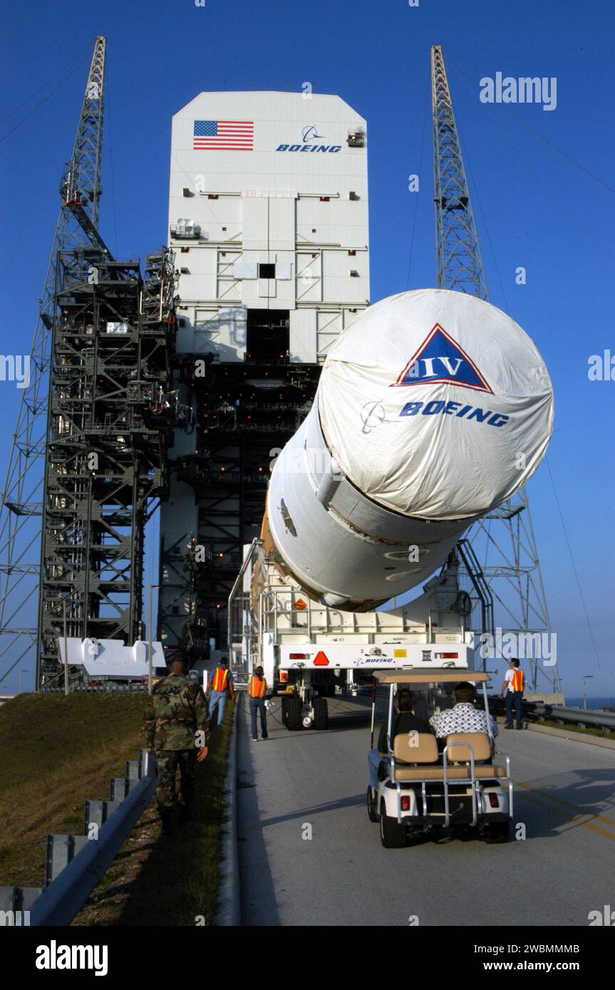 KENNEDY SPACE CENTER, FLA. - The first and second stages of the Boeing ...