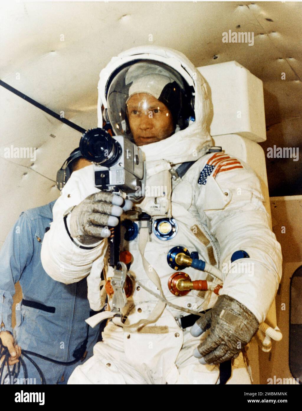 JOHNSON SPACE CENTER, HOUSTON, TEXAS - Flying in a KC-135 aircraft, Apollo 11 Lunar Module Pilot ...