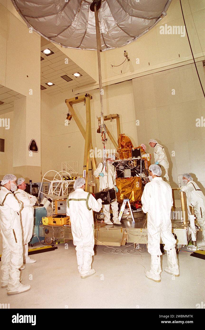 In the Spacecraft Assembly and Encapsulation Facility 2, an overhead ...