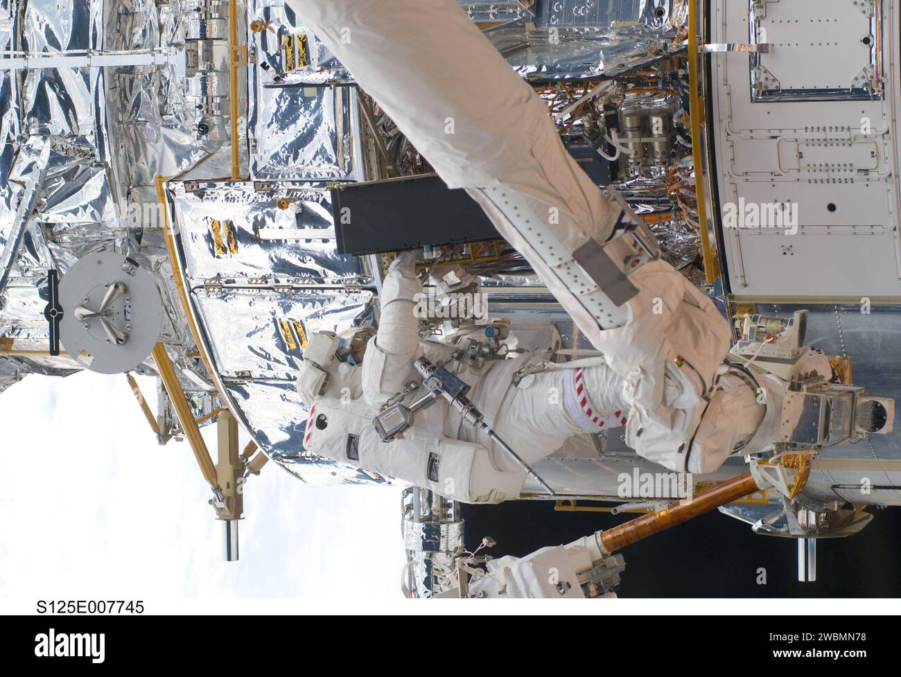 S125-E-007745 (15 May 2009) --- While standing on the end of Atlantis ...