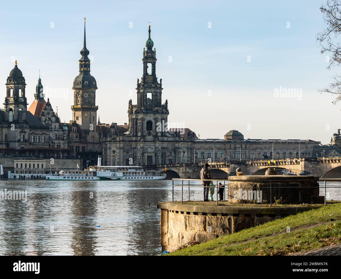 Flooding of the Elbe river with the old town buildings in the ...