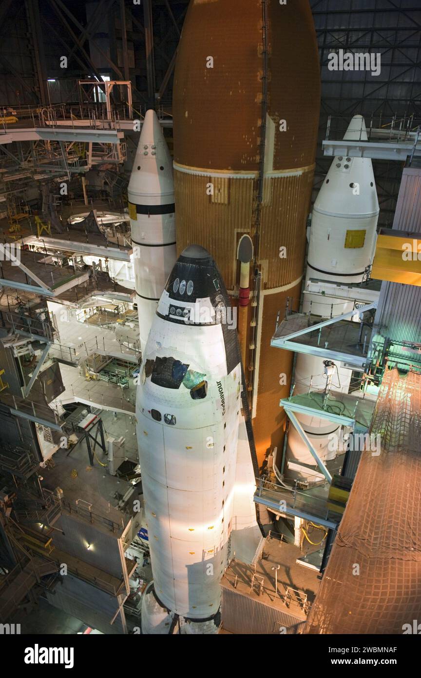 CAPE CANAVERAL, Fla. -- Space shuttle Endeavour is firmly attached to its external fuel tank and ...