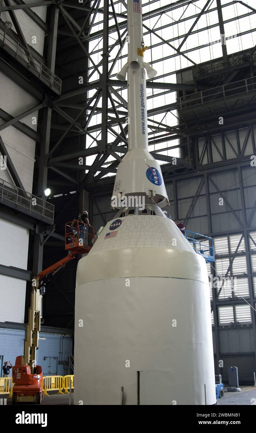 A Launch Abort System mockup was positioned atop an Orion capsule in ...