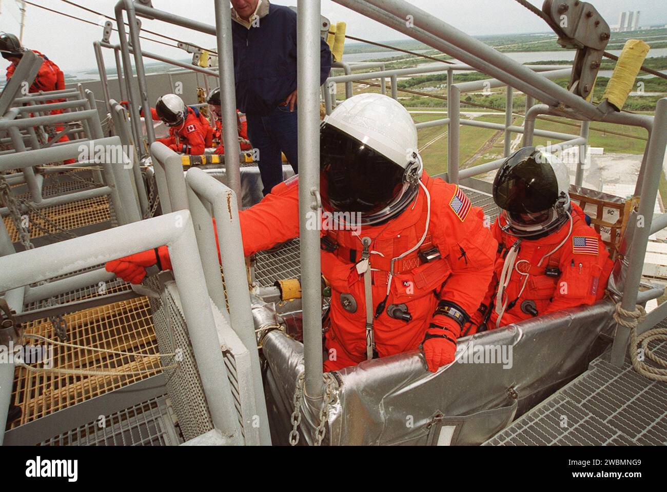 KENNEDY SPACE CENTER, FLA. -- As part of emergency escape training at ...