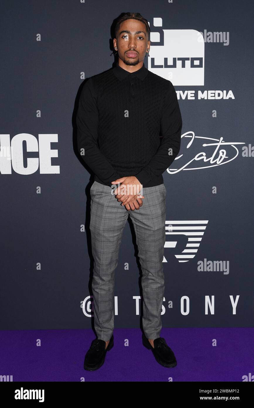 Tate Boyce attends the premiere of Lawrence, at the Odeon Luxe West End ...