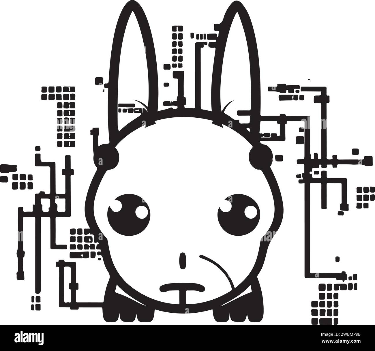 Tech rabbit vector Black and White Stock Photos & Images - Alamy