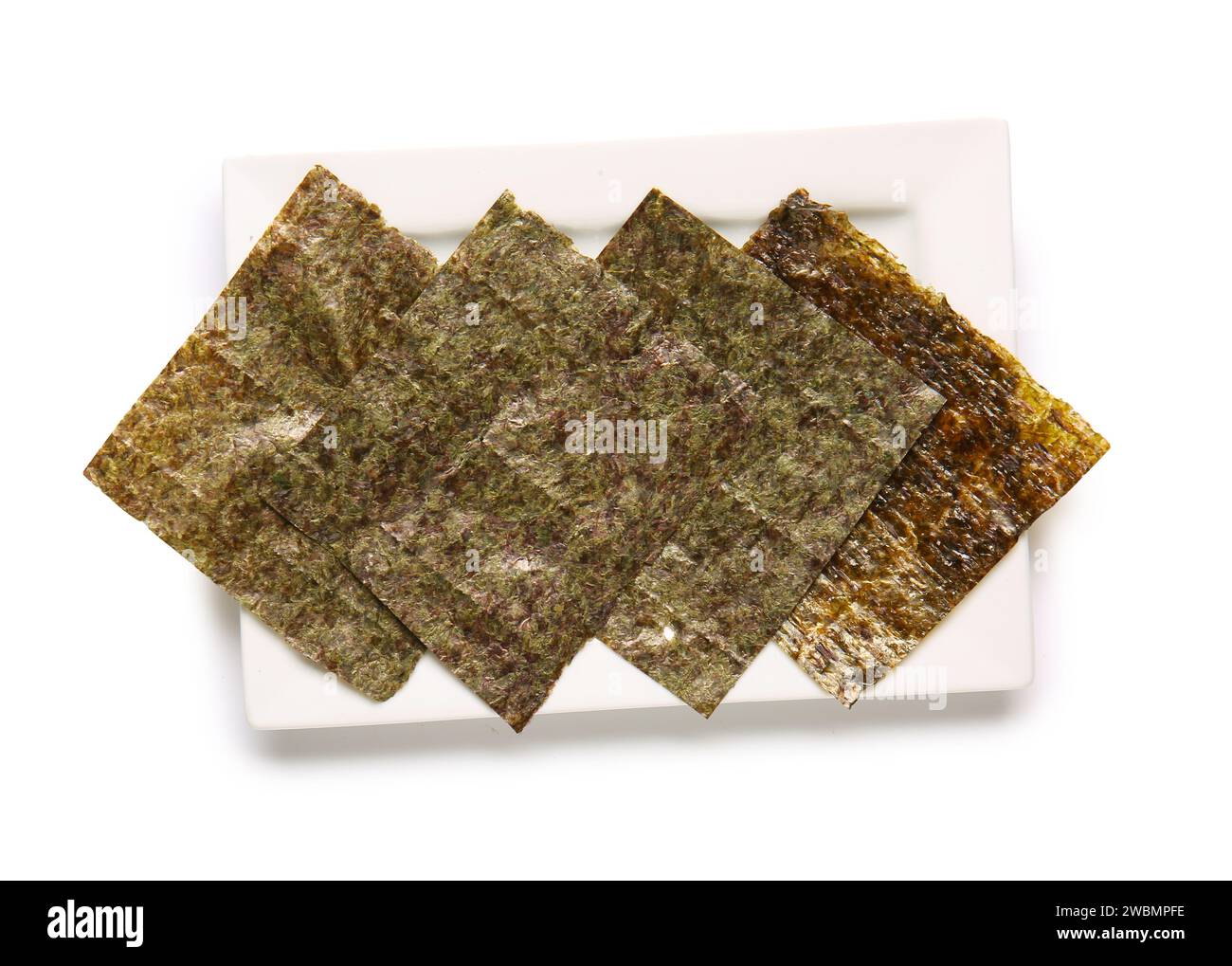 Plate with natural nori sheets isolated on white background Stock Photo ...