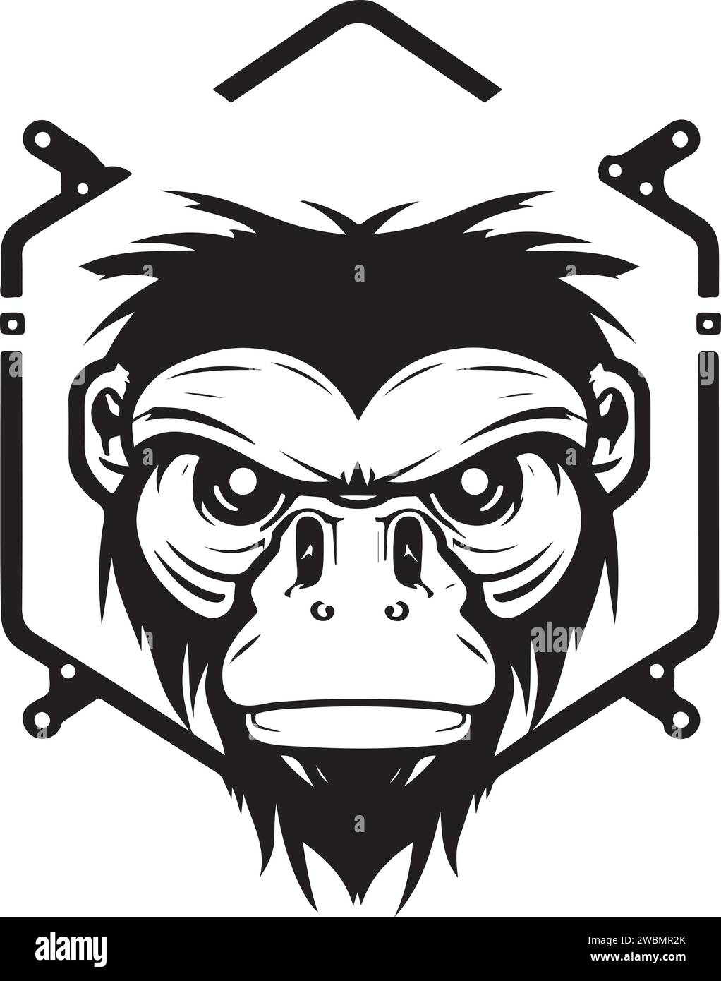 Tech logo design cyber robot Black and White Stock Photos & Images - Alamy