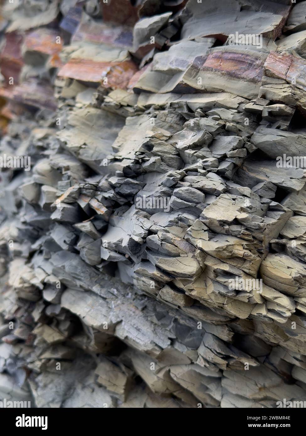 Natural, abstract rock formations with cracks, layers and textures ...
