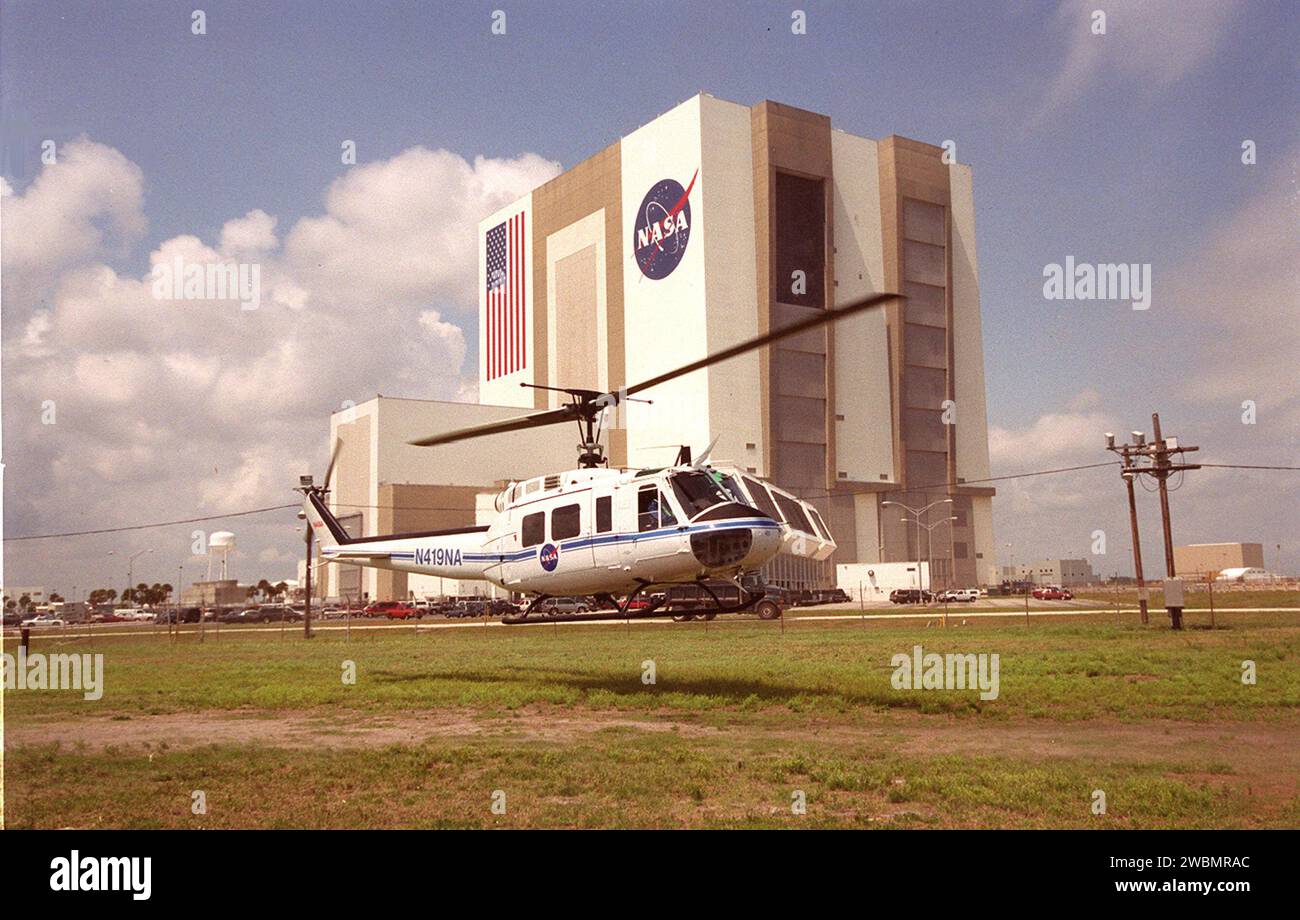 KENNEDY SPACE CENTER, FLA. -- A medevac helicopter lifts off form the ...
