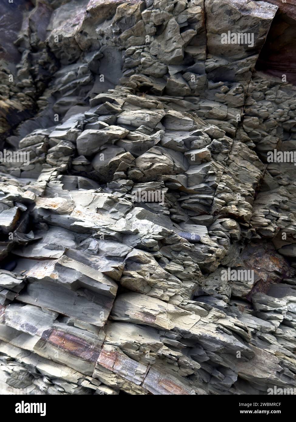 Natural, abstract rock formations with cracks, layers and textures ...