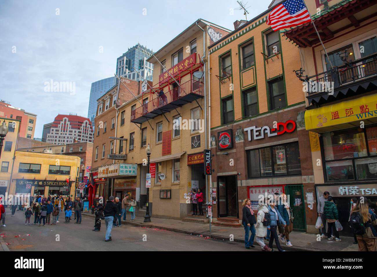 Chinatown historic street and commercial buildings in Chinese New Year ...