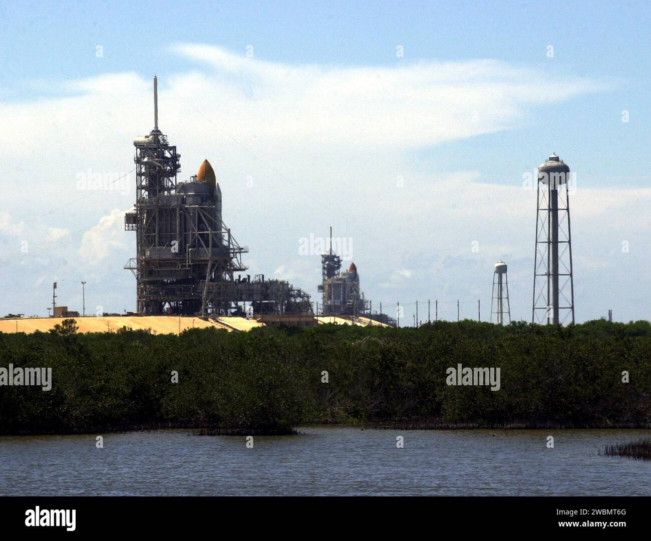 KENNEDY SPACE CENTER, Fla. -- Launch Pads 39A (foreground) and 39B are both seen in this photo ...