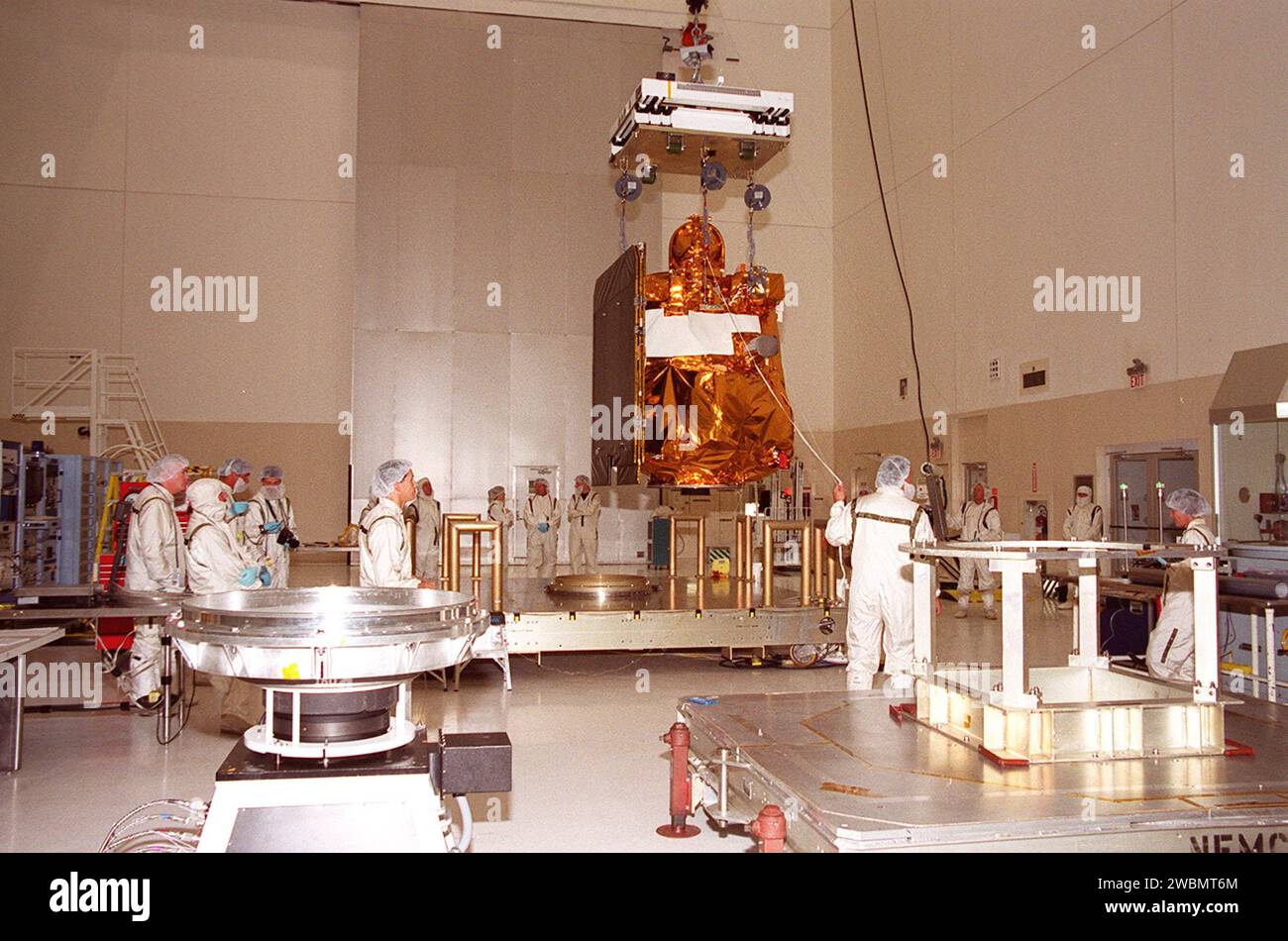 In the Space Assembly and Encapsulation Building 2, an overhead crane ...