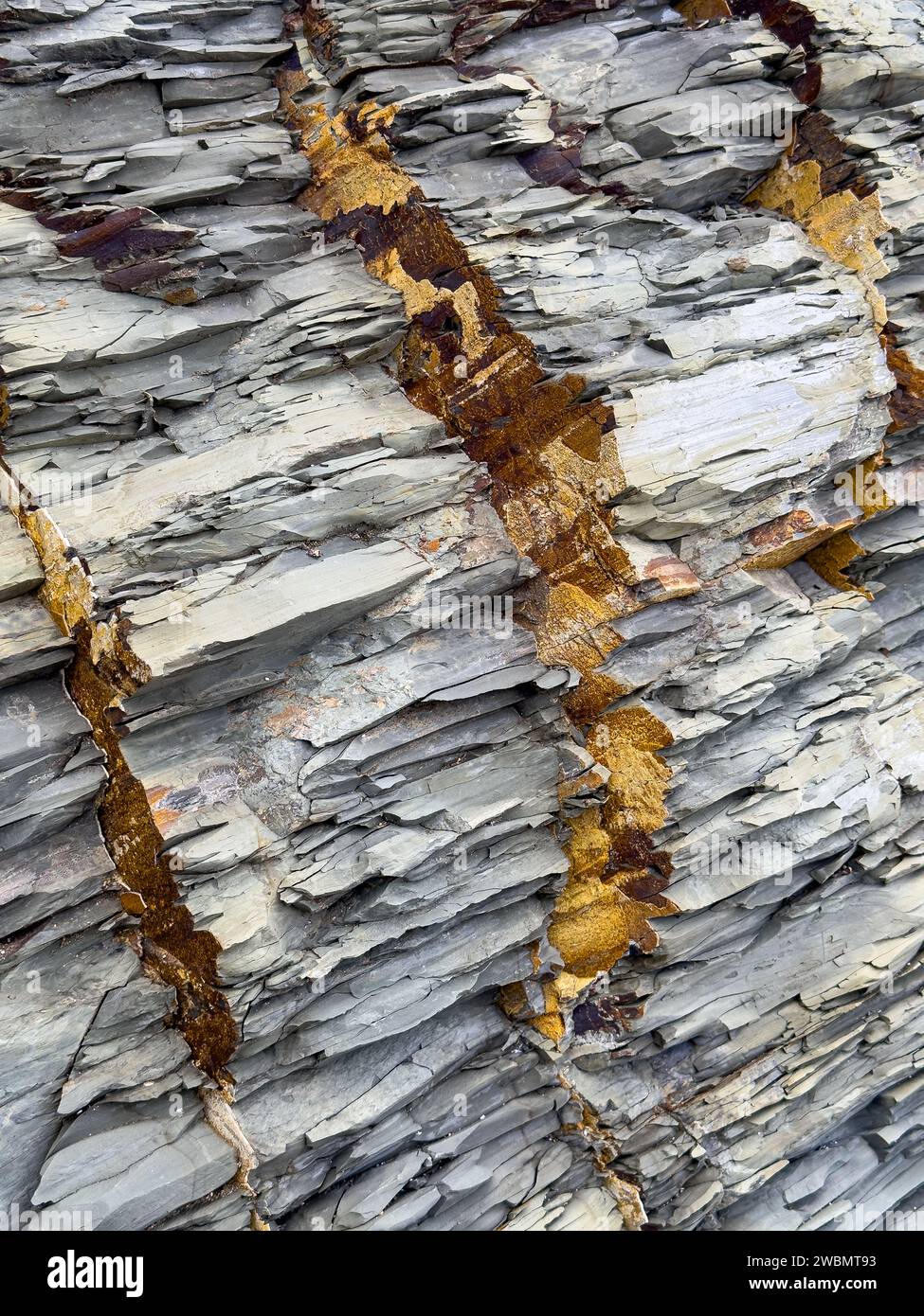 Natural, abstract rock formations with cracks, layers and textures ...