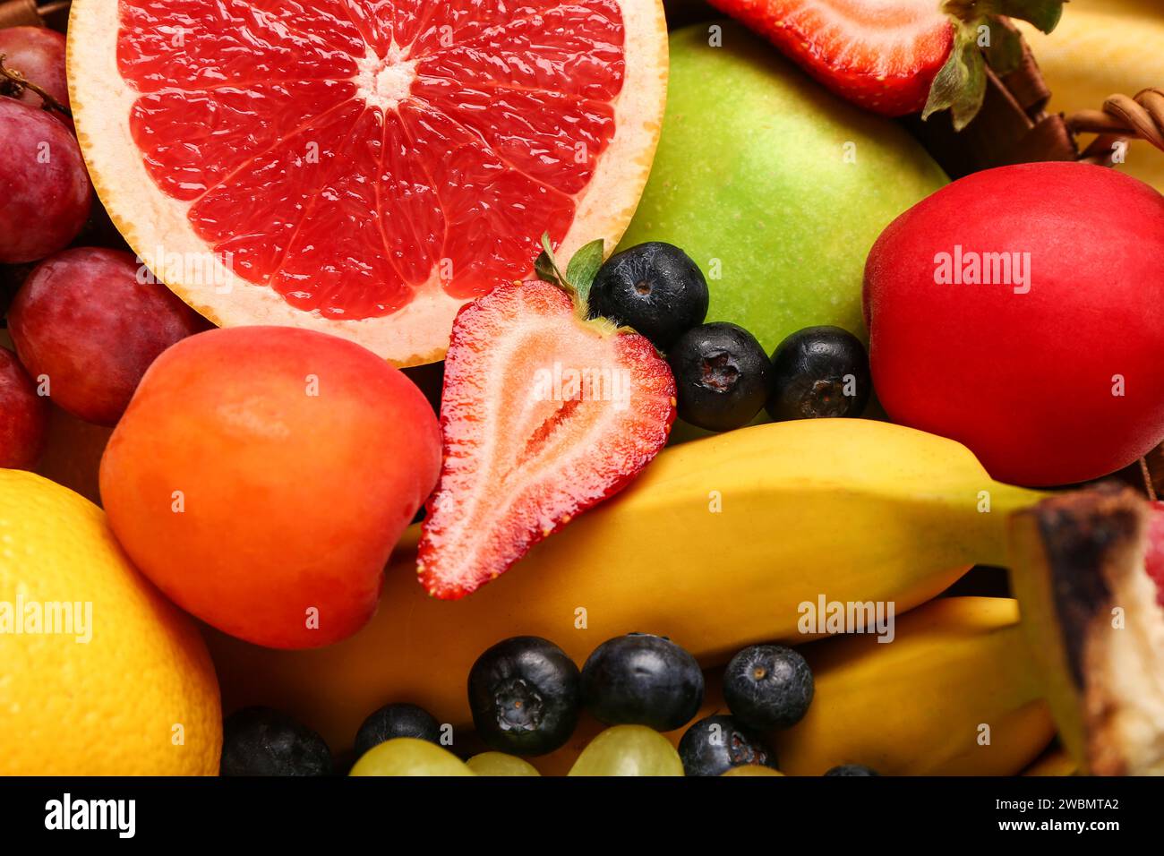 Texture different fresh fruits as background, closeup Stock Photo - Alamy