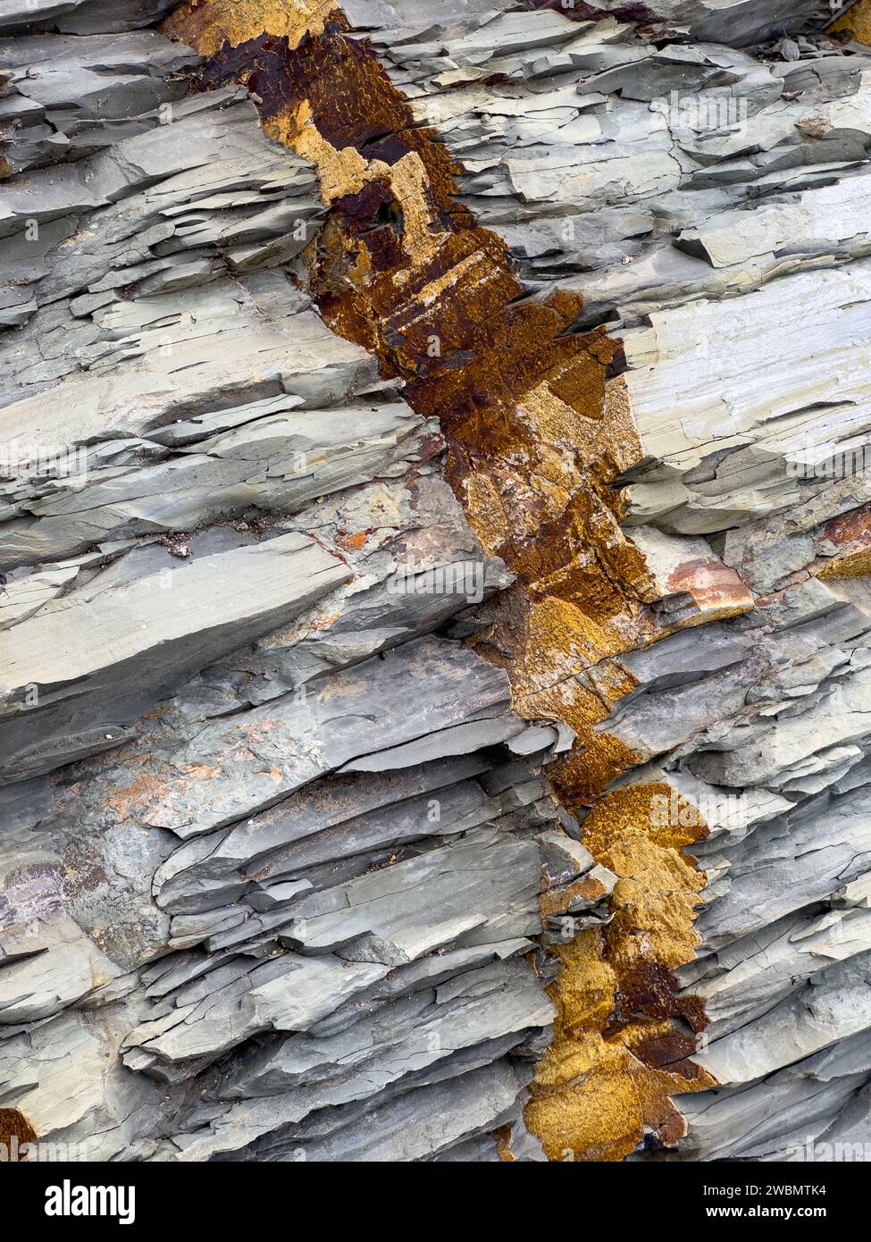 Natural, abstract rock formations with cracks, layers and textures ...