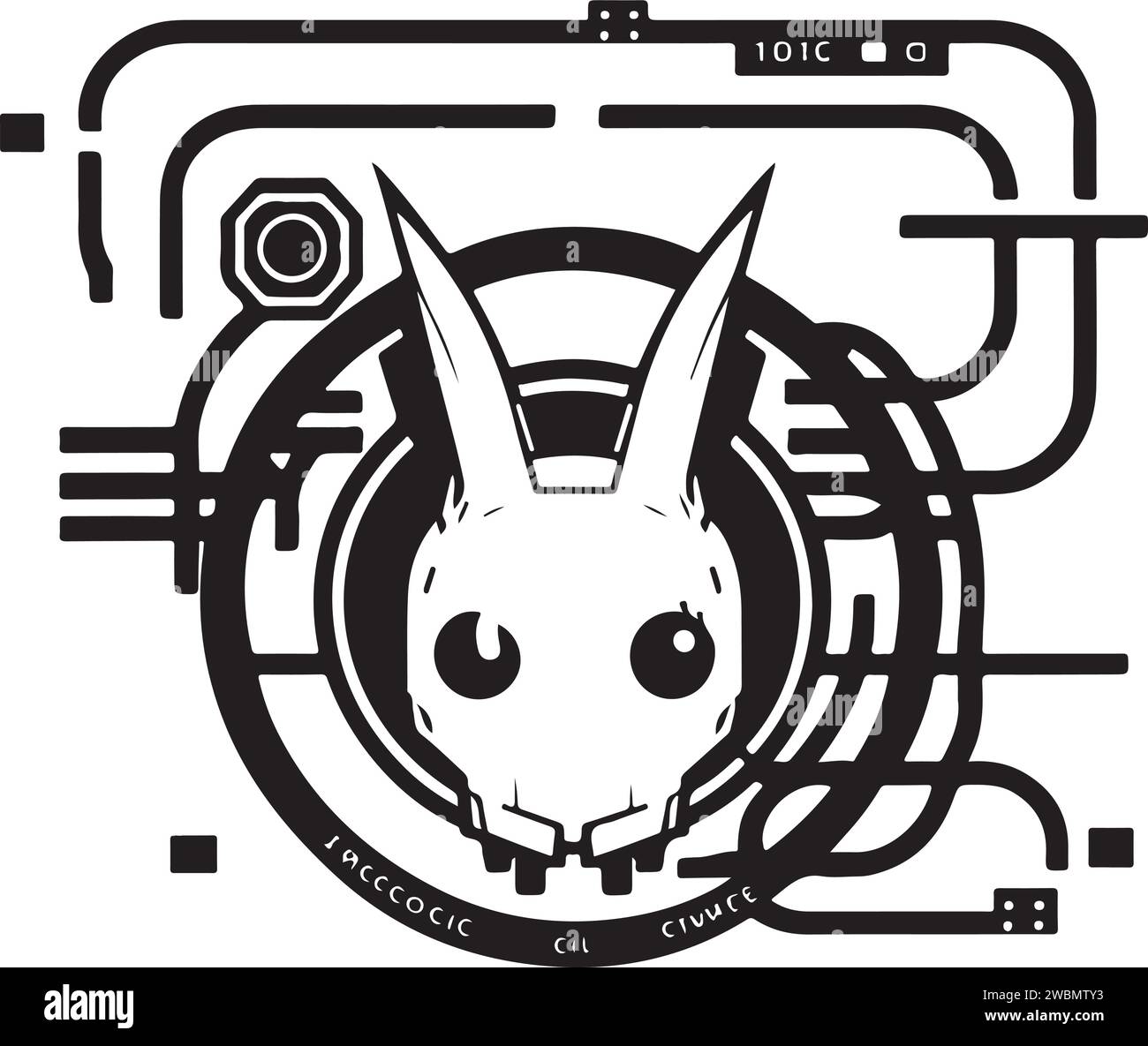 Tech rabbit vector Black and White Stock Photos & Images - Alamy