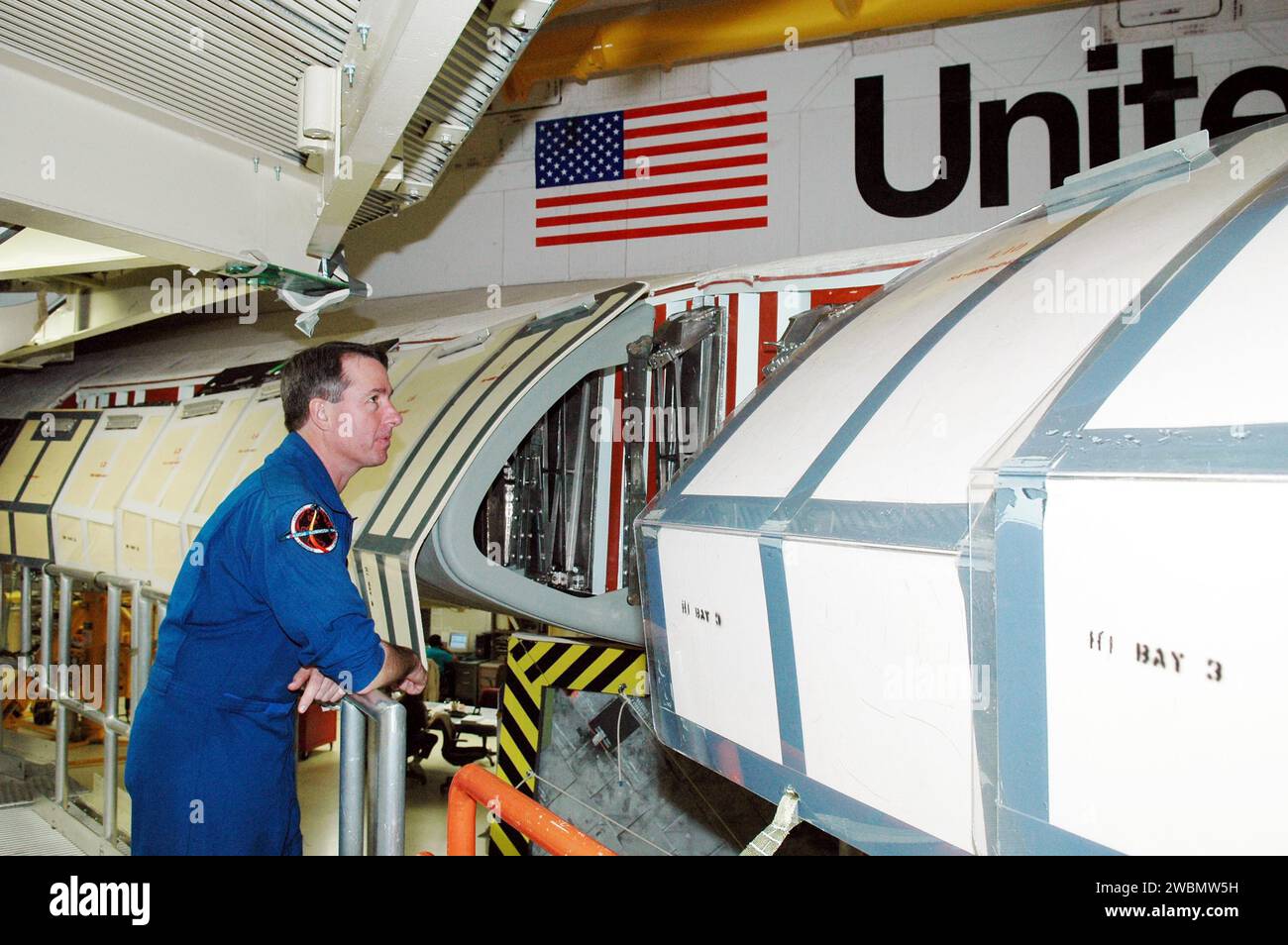 During a tour at Kennedy Space Center, STS-114 Mission Specialist ...