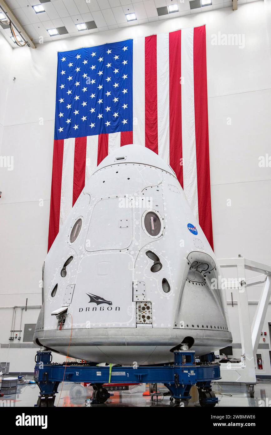 The SpaceX Crew Dragon spacecraft undergoes final processing at Cape ...