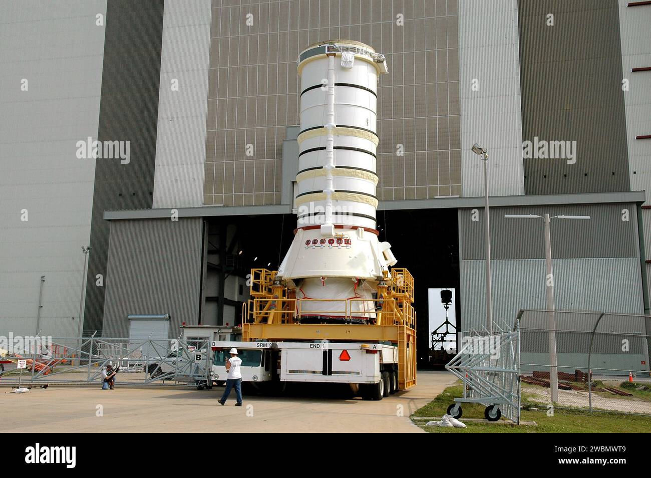 KENNEDY SPACE CENTER, FLA. - The aft segment of a Solid Rocket Booster ...