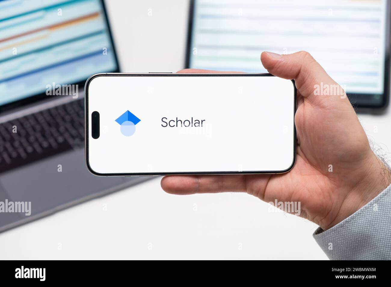 PRAGUE, CZECHIA - NOVEMBER, 2023: Google Scholar is displayed on the ...