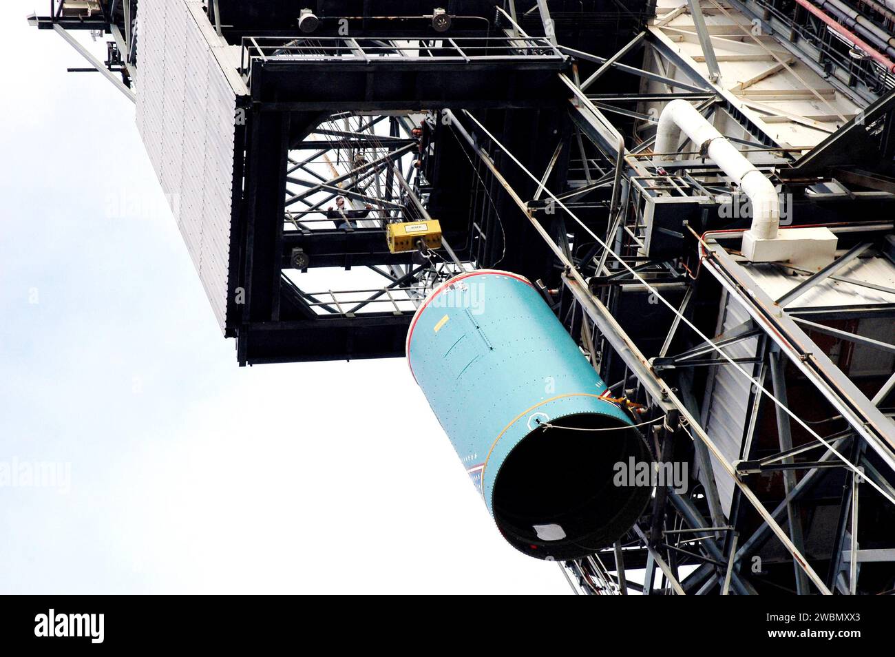 KENNEDY SPACE CENTER, FLA. - The replacement interstage adapter for the ...