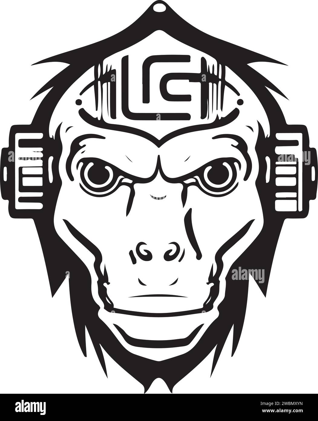 Tech logo design cyber robot Black and White Stock Photos & Images - Alamy