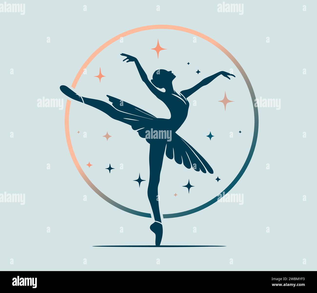 Ballerina in arabesque pose. The elegance and grace of ballet. Flat ...