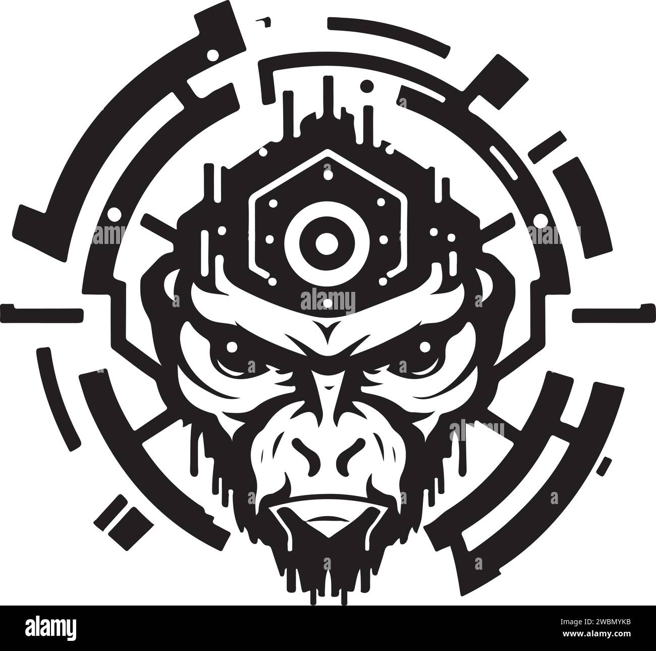 Tech logo design cyber robot Black and White Stock Photos & Images - Alamy