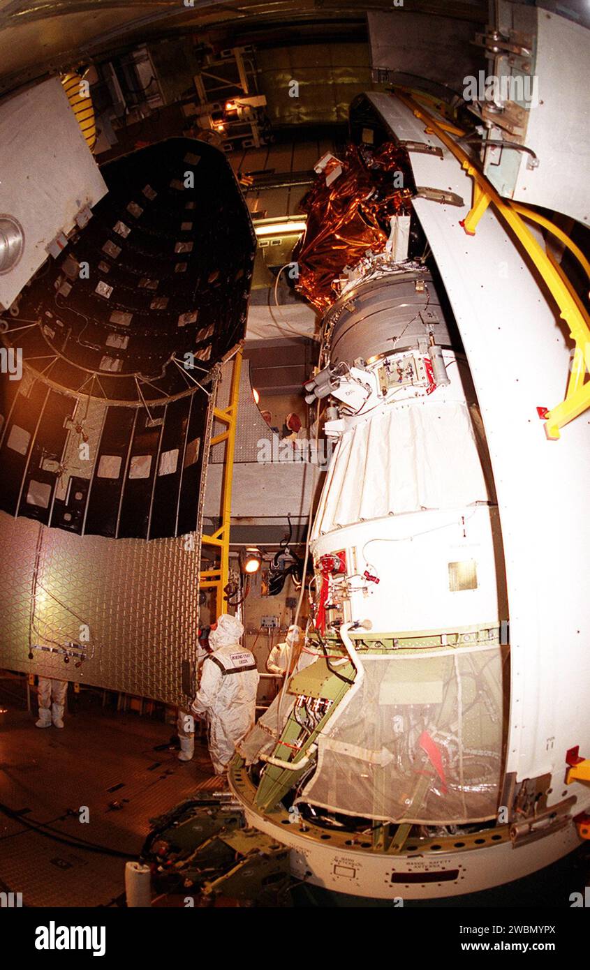 At Launch Complex 17-A, Cape Canaveral Air Force Station, workers move ...