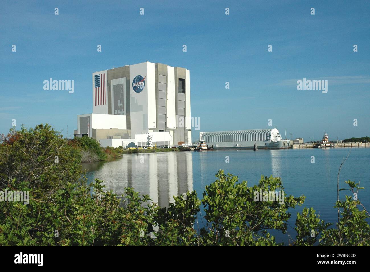 KENNEDY SPACE CENTER, FLA. - Viewed across the Turn Basin at NASA ...
