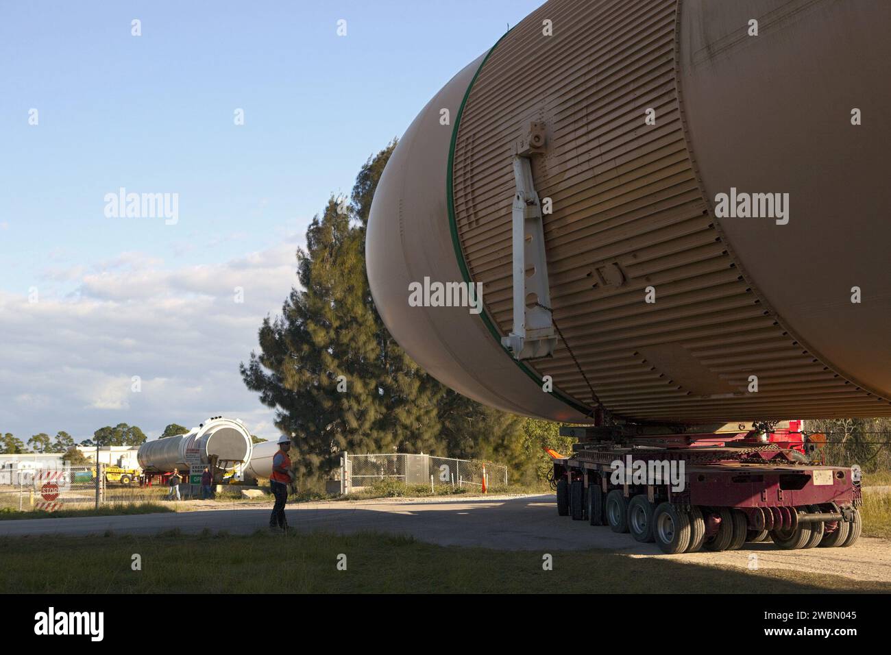 CAPE CANAVERAL, Fla. – A truck hauls a full-size display of a space ...