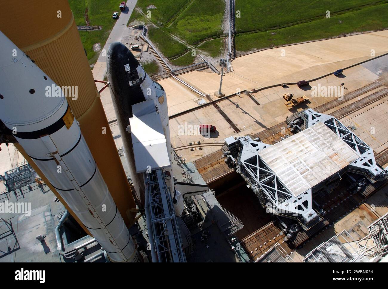 KENNEDY SPACE CENTER, Fla. -- This high-level view shows the crawler ...