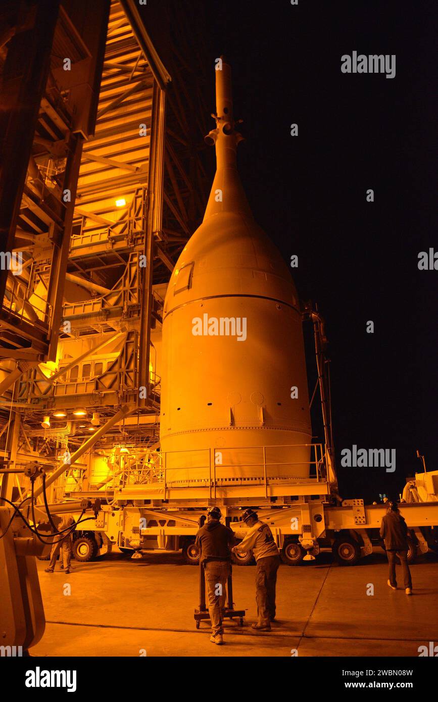 Engineers and technicians at Space Launch Complex 37 move Orion into ...