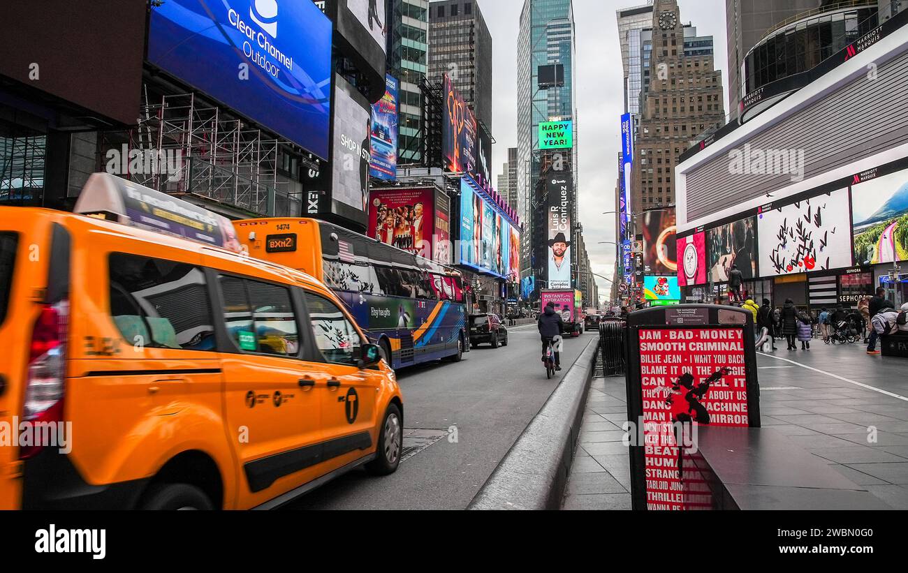 NEW YORK CITY, NEW YORK, USA - JANUARY 10, 2024: Busy day on Time ...
