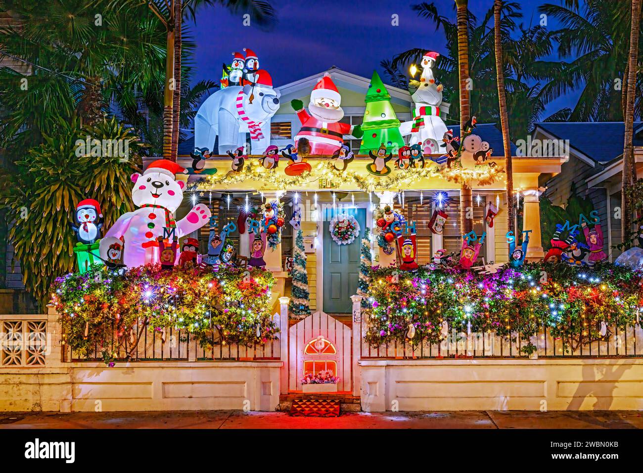 Christmas Decorated House Key West, Florida USA Stock Photo - Alamy