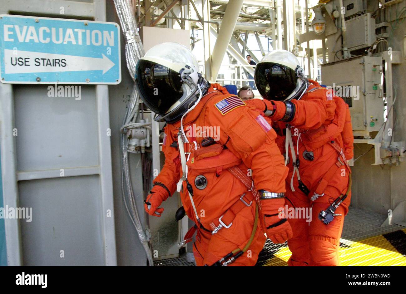 KENNEDY SPACE CENTER, FLA. -- As part of emergency egress training, STS ...