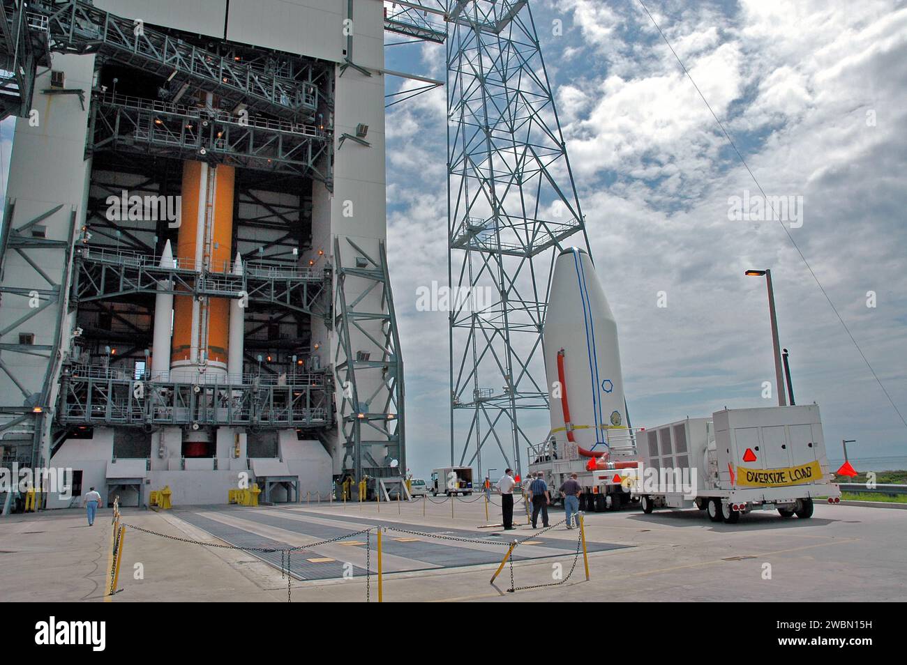 KENNEDY SPACE CENTER, FLA. - Sitting atop a transporter, the ...