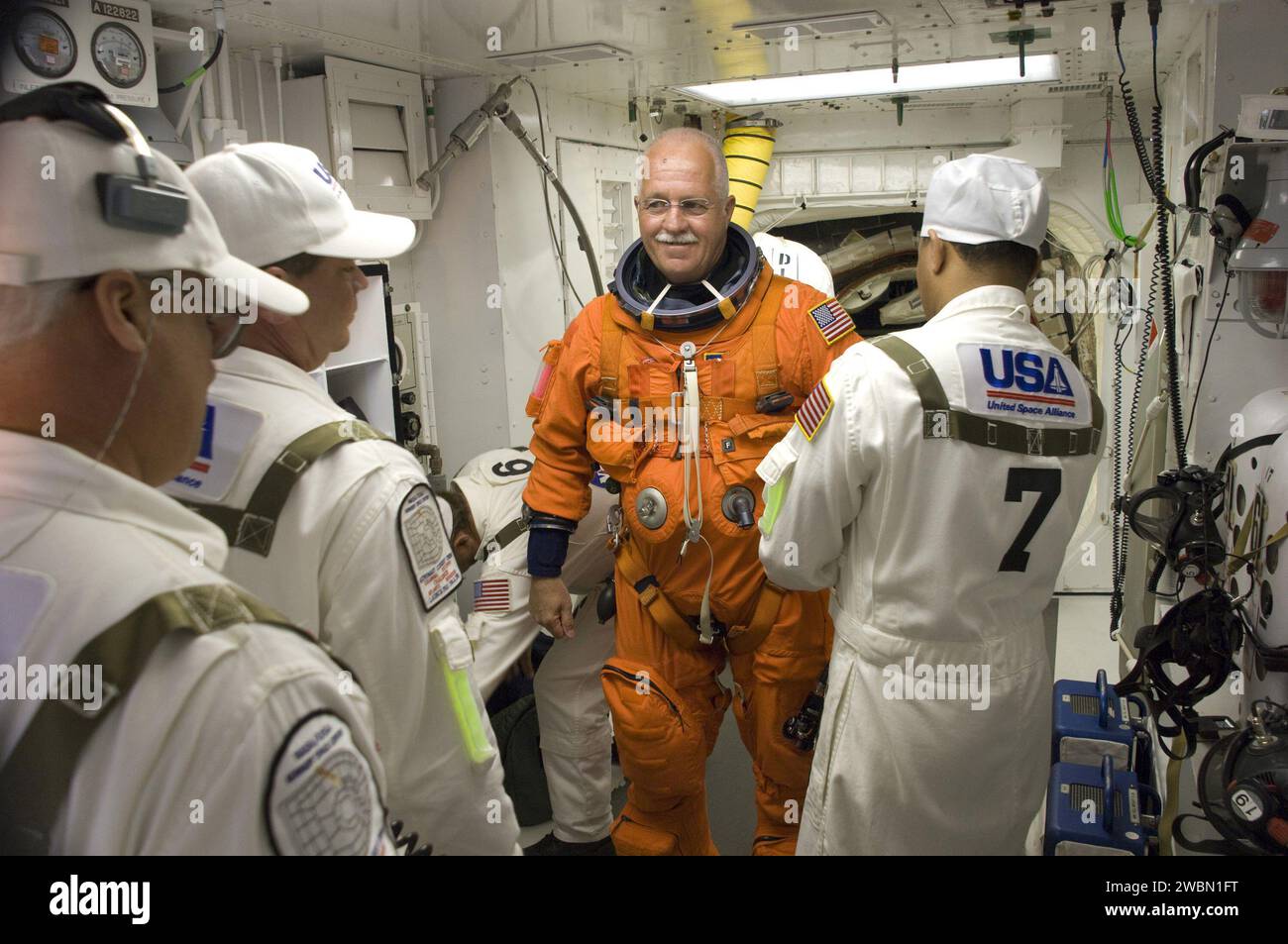 CAPE CANAVERAL, Fla. – In the White Room on Launch Pad 39A at NASA's ...
