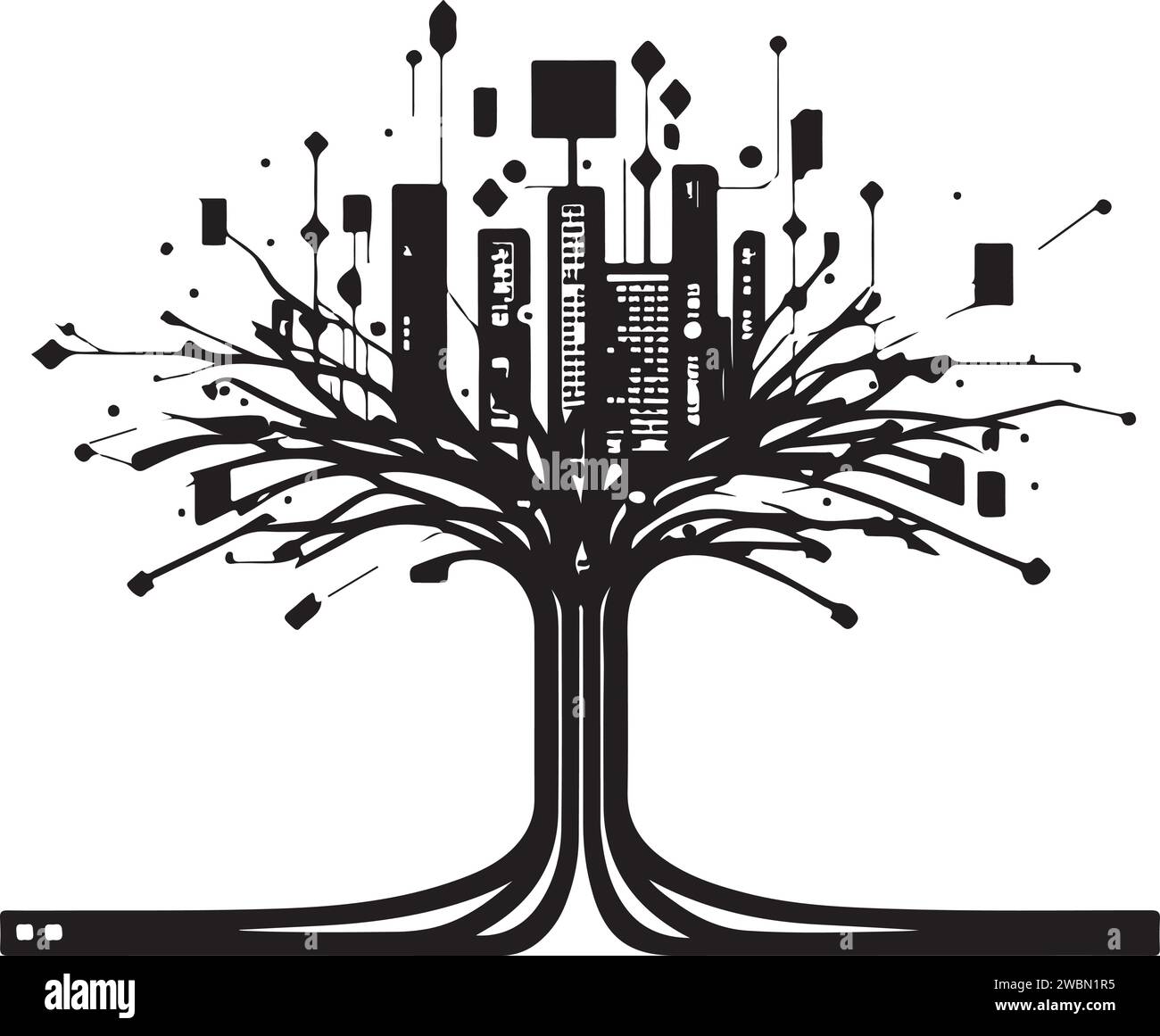 Tree connection digital Black and White Stock Photos & Images - Alamy