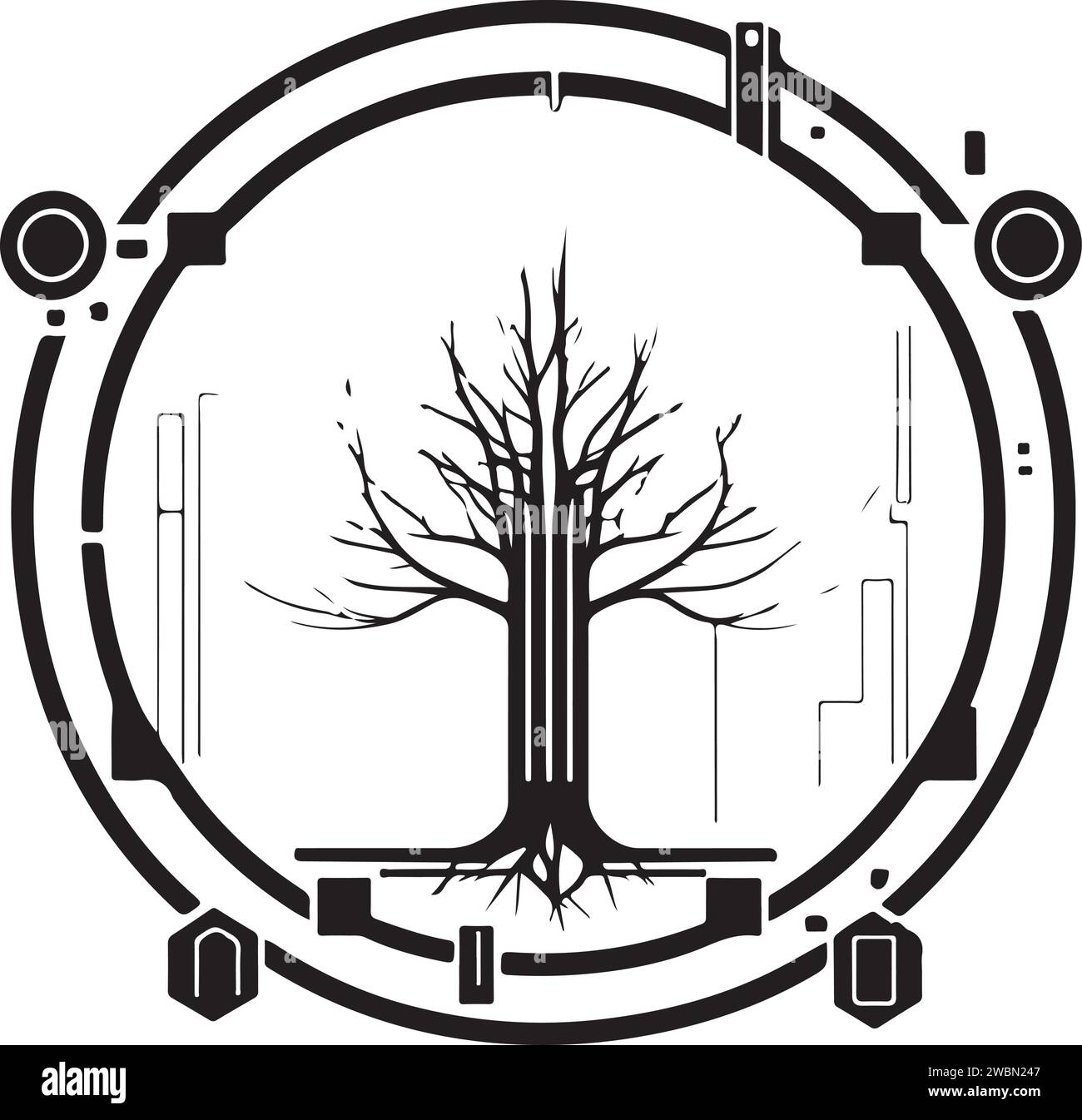 Tree connection digital Black and White Stock Photos & Images - Alamy