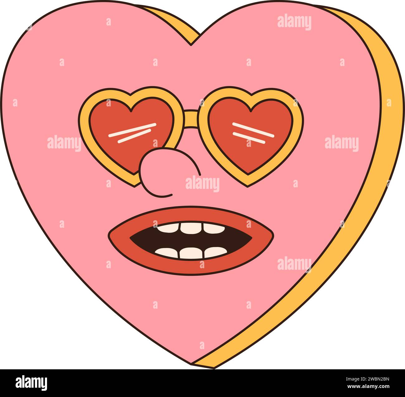 groovy retro heart icon Retro cartoon Valentines day element in trendy ...