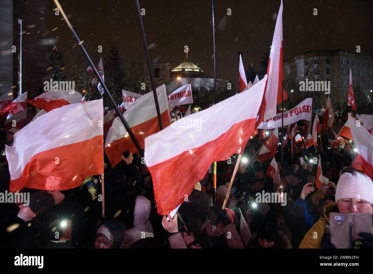 Anti-Governmental Protest In Warsaw. People wave Poland s national ...