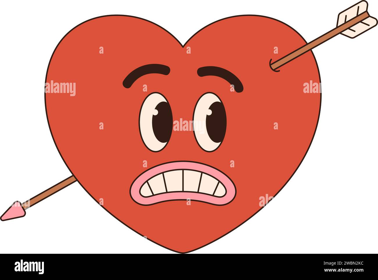 heart arrow groovy retro icon Retro cartoon Valentines day element in ...