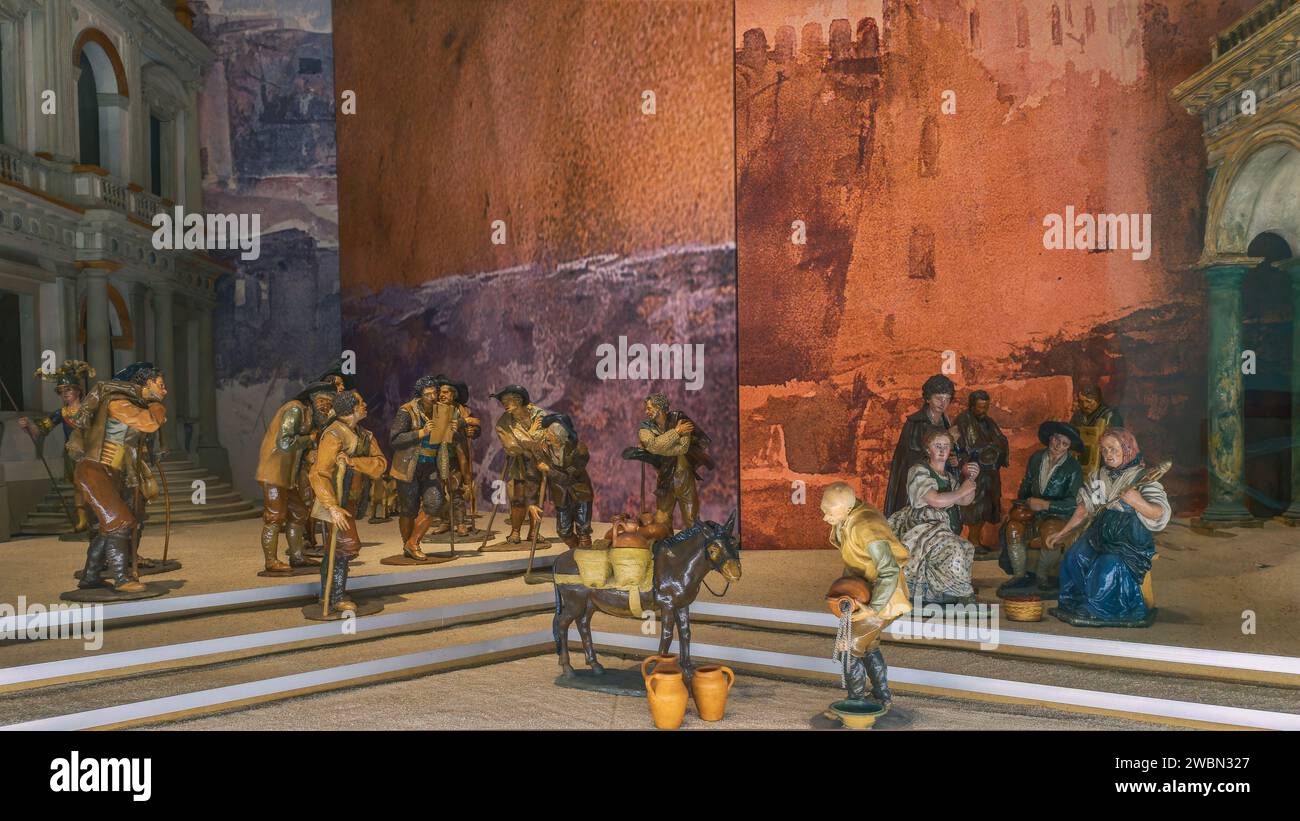 room of the Salzillo Nativity Scene, figures in clay or wood with ...